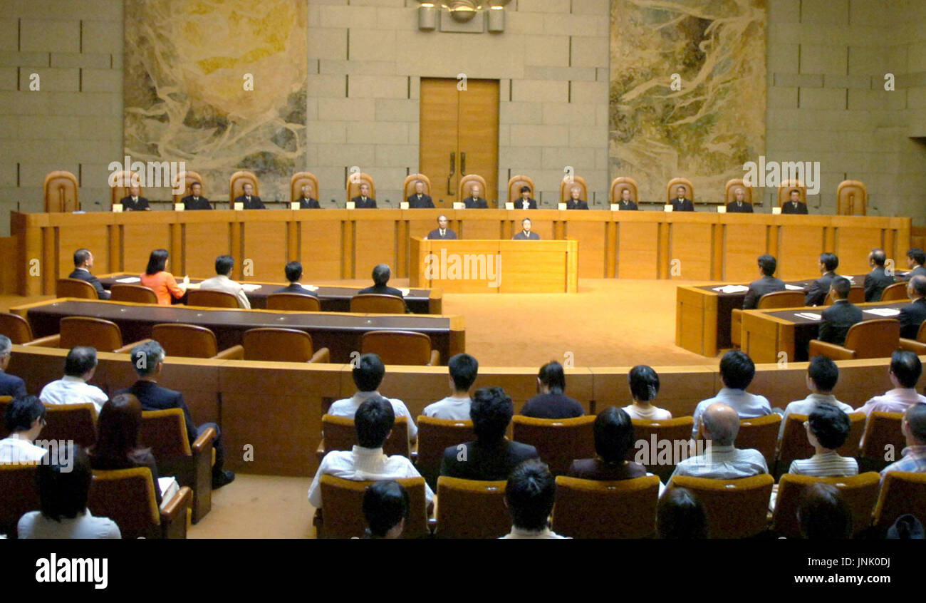 TOKYO, Japan - The Grand Bench of the Supreme Court is in session on ...