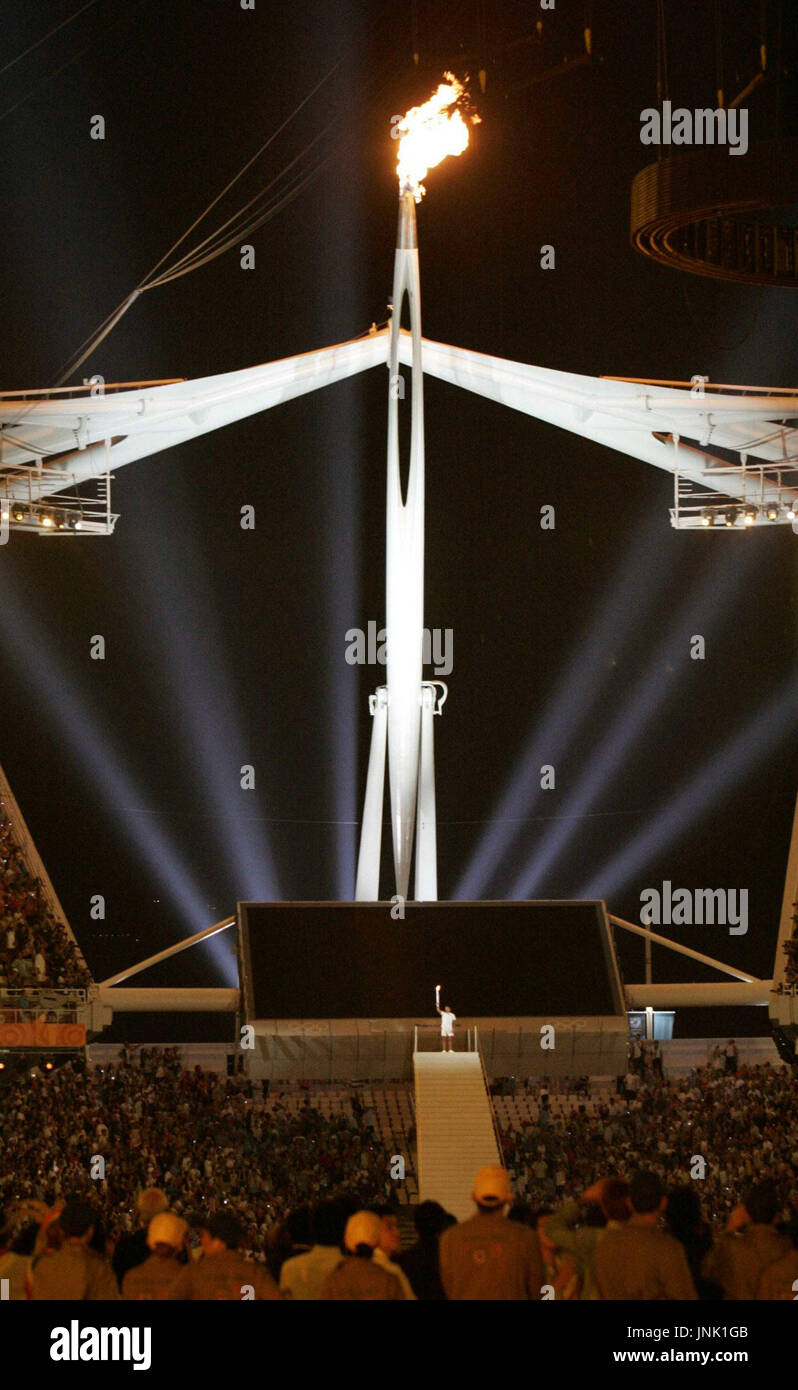ATHENS, Greece - The Olympic torch is shown after its lighting during ...
