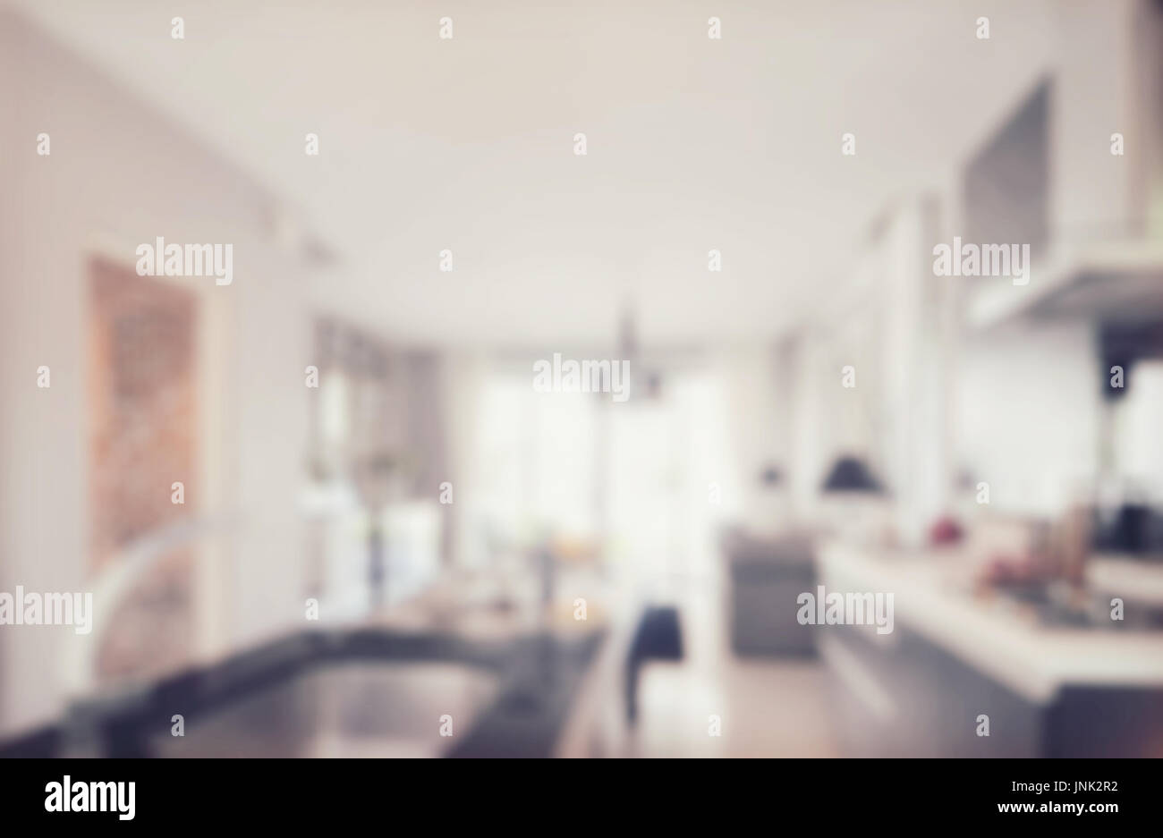 blurred image of modern kitchen interior for background Stock Photo - Alamy