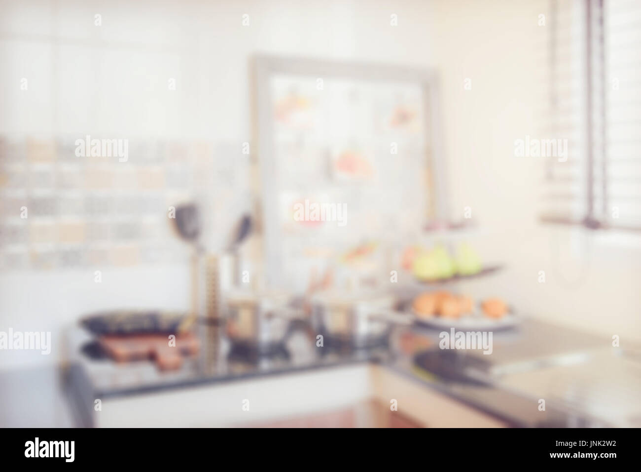 blurred image of modern kitchen interior for background Stock Photo - Alamy