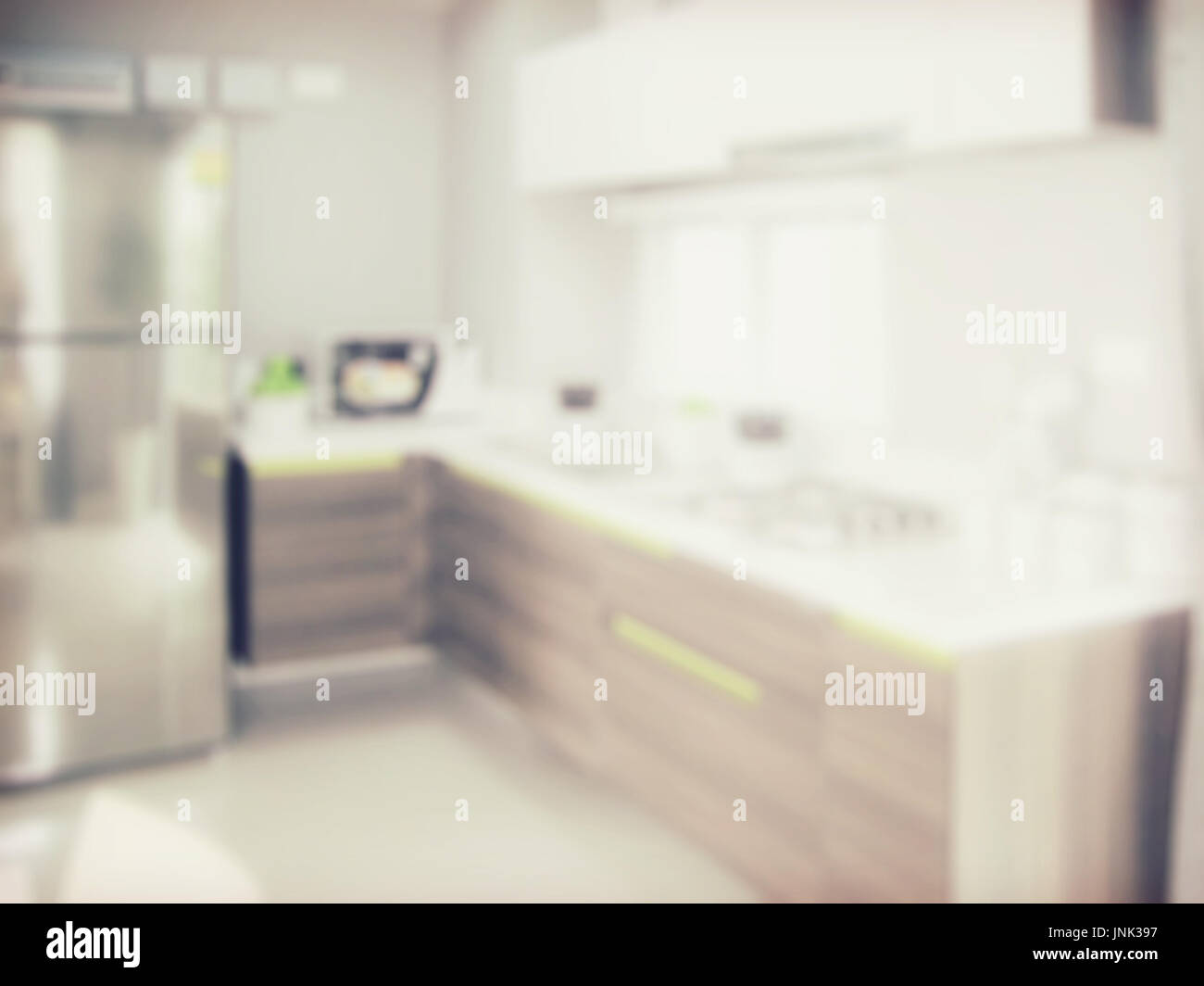 blurred image of modern kitchen interior for background Stock Photo - Alamy