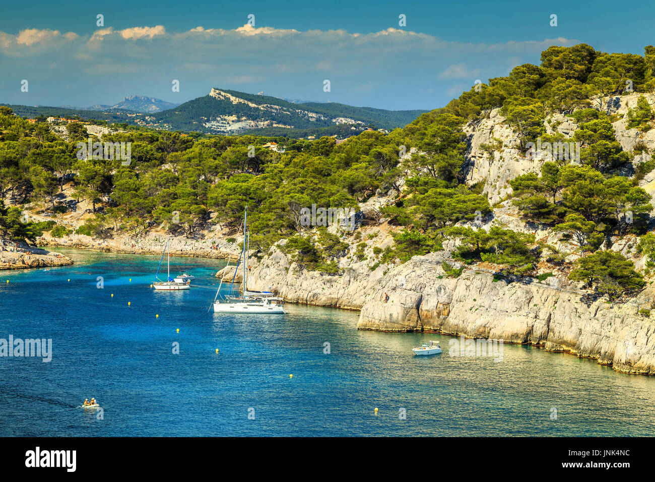 Amazing Calanque De Port Pin bay with sailing boats and luxury yachts ...