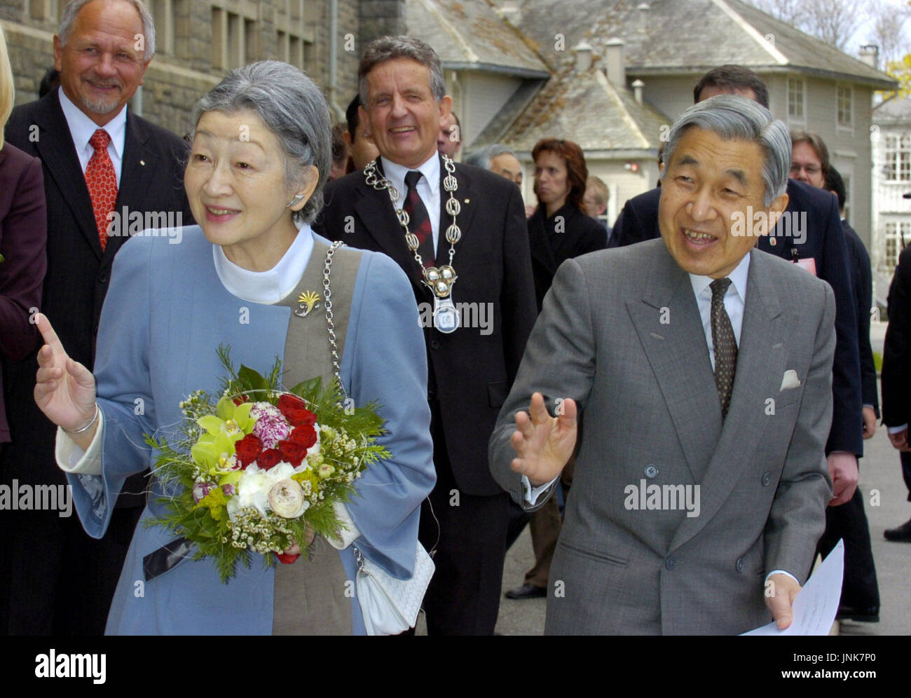 TRONDHEIM, Norway - Japanese Emperor Akihito and Empress Michiko talk ...
