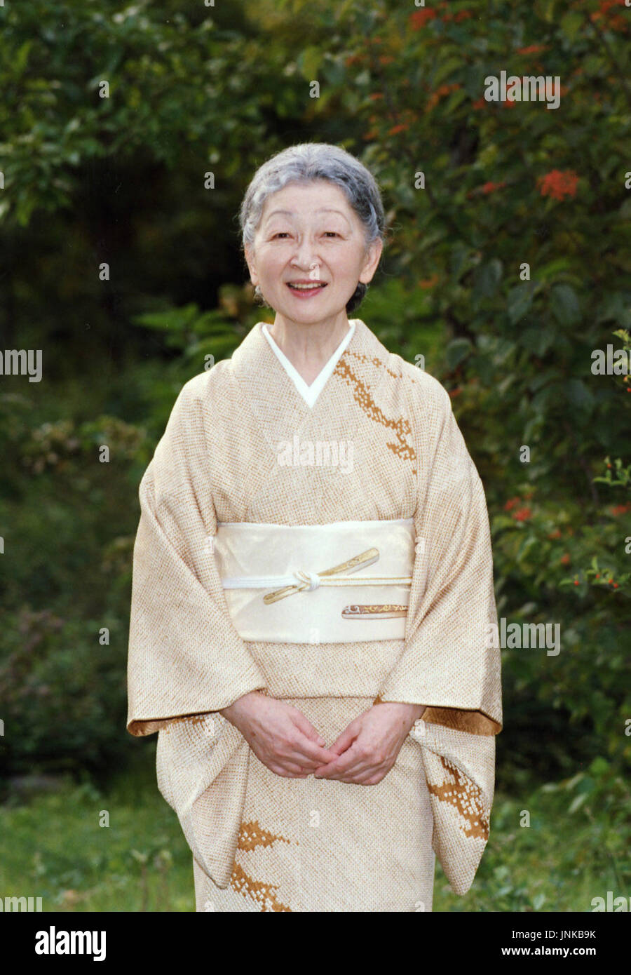 TOKYO, Japan - Empress Michiko poses for photos at the Imperial Palace ...