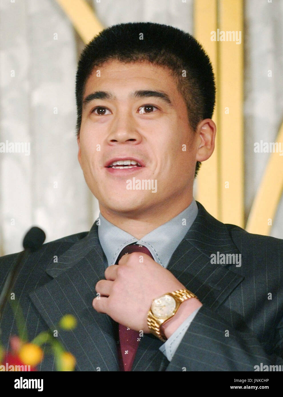 FUKUOKA, Japan - Japanese free-agent catcher Kenji Jojima speaks during ...