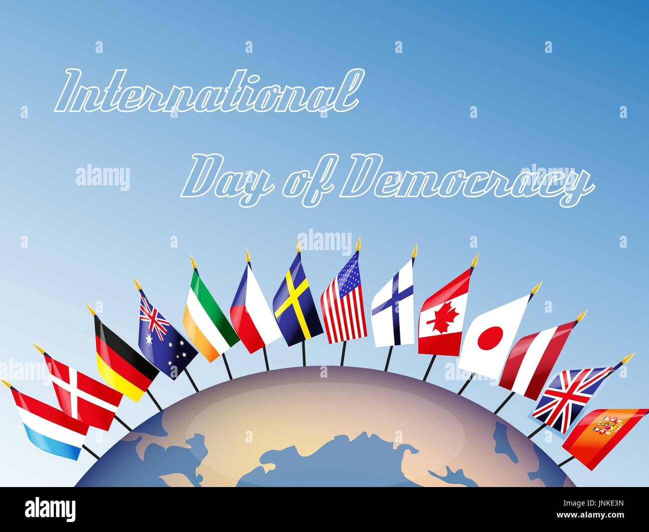 Earth and the flags of democratic States with the text international ...