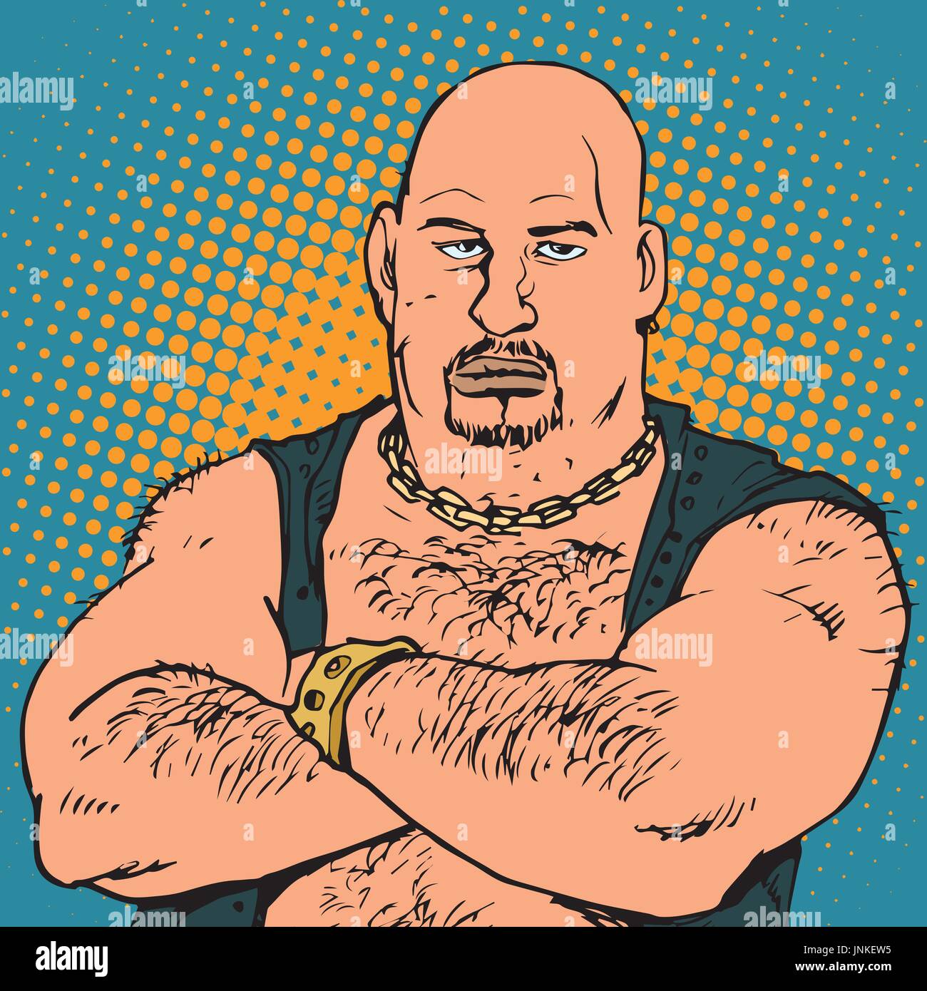avatar portrait bald biker. Pop art retro vector illustration Stock ...