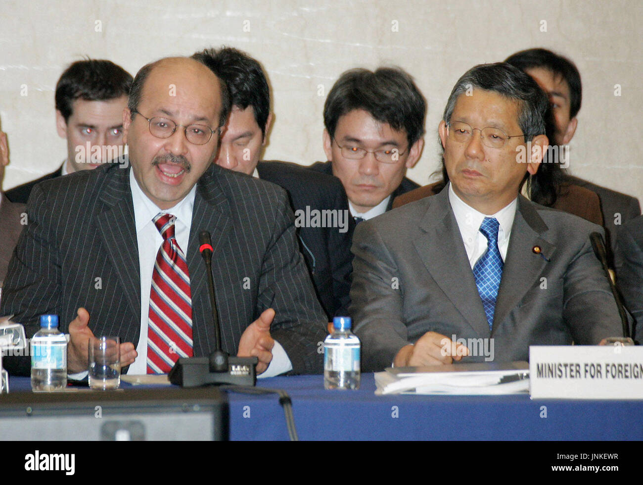 TOKYO, Japan - Iraqi Deputy Prime Minister Barham Salih (L) addresses ...