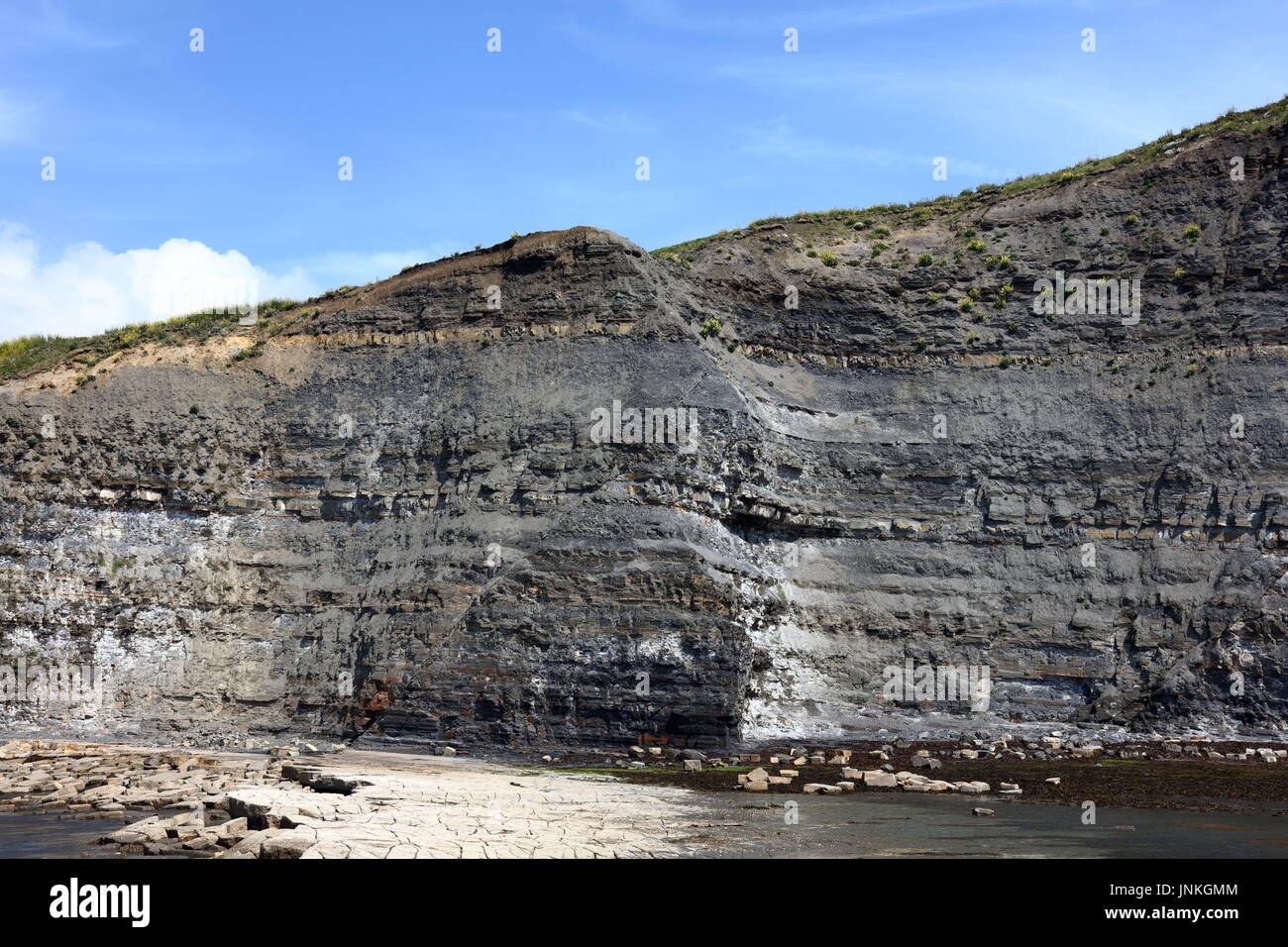 Geological cliff structures with limestone and soft crumbling oil ...