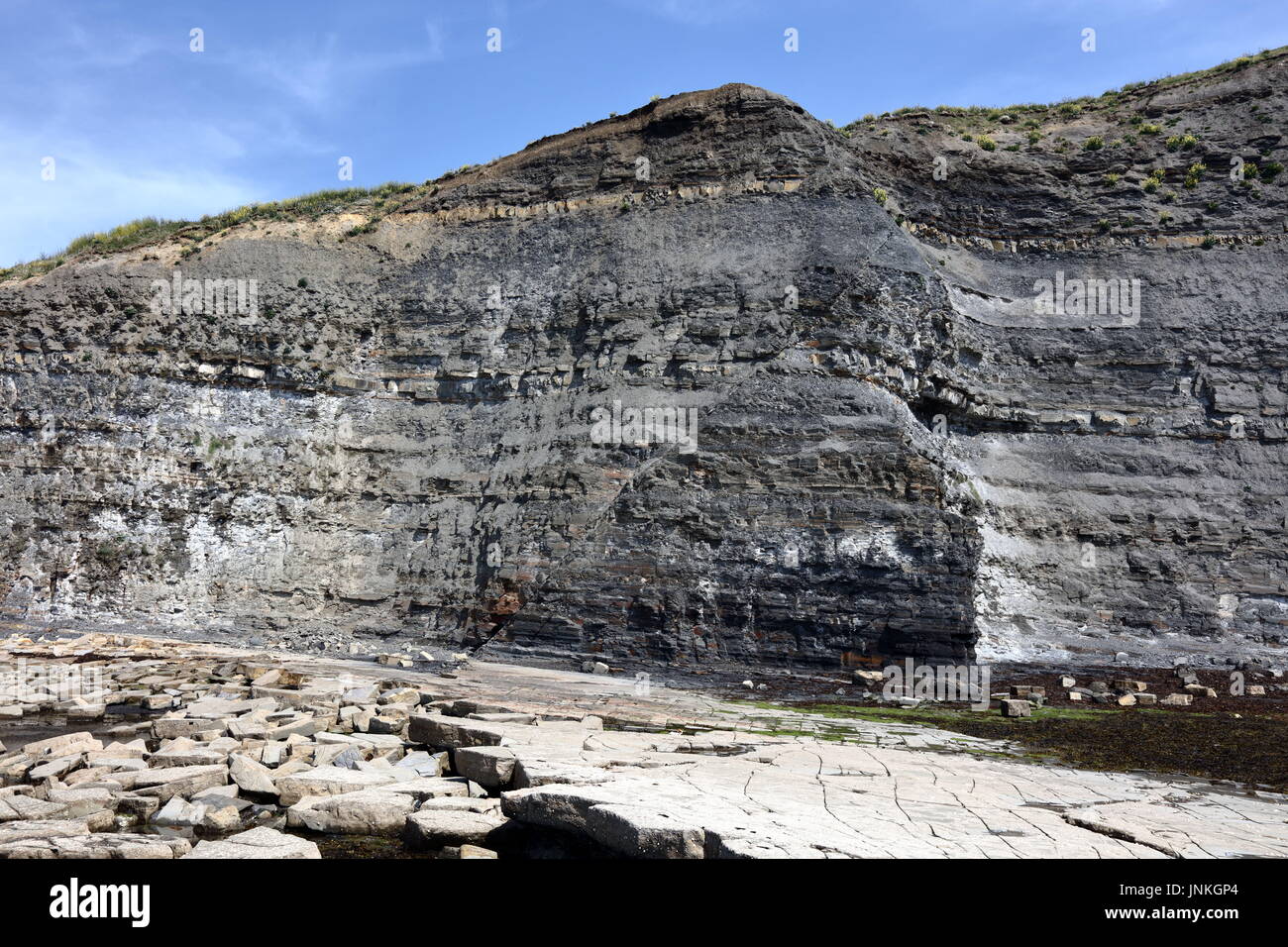 Geological cliff structures with limestone and soft crumbling oil ...