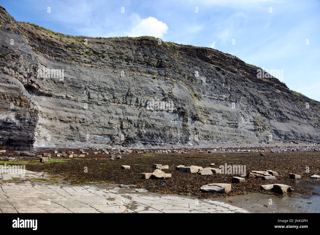Geological cliff structures with limestone and soft crumbling oil ...