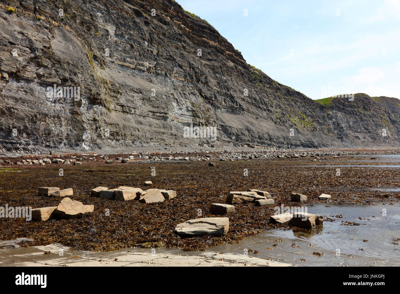 Geological cliff structures with limestone and soft crumbling oil ...