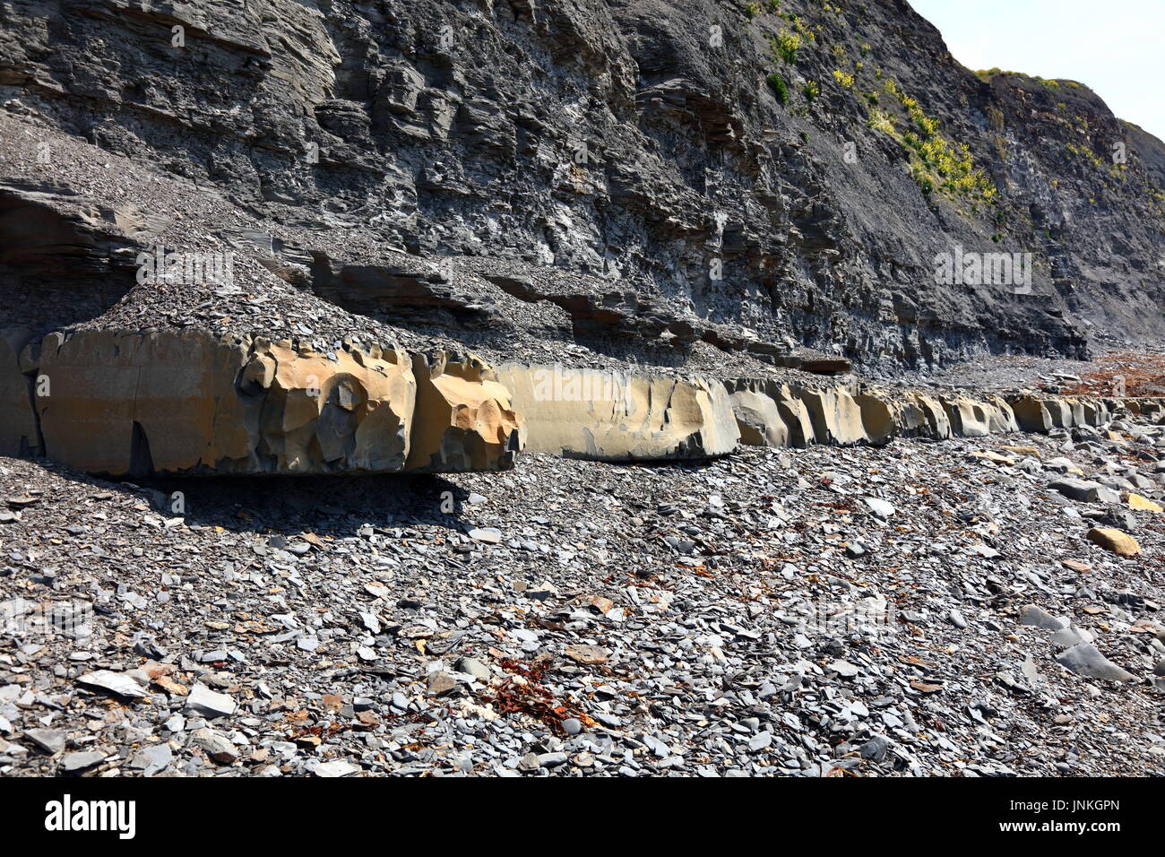 Geological cliff structures with limestone and soft crumbling oil ...