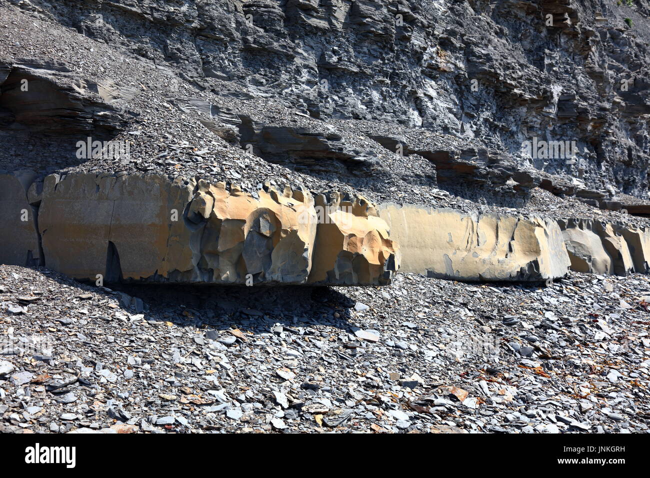 Geological cliff structures with limestone and soft crumbling oil ...