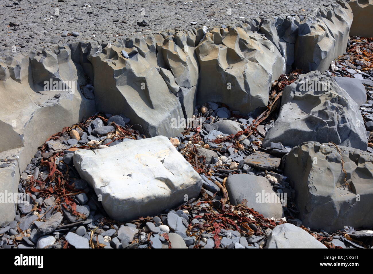 Geological cliff structures with limestone and soft crumbling oil ...