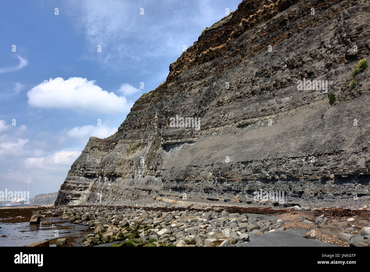 Geological cliff structures with limestone and soft crumbling oil ...