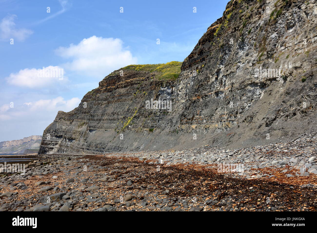 Geological cliff structures with limestone and soft crumbling oil ...