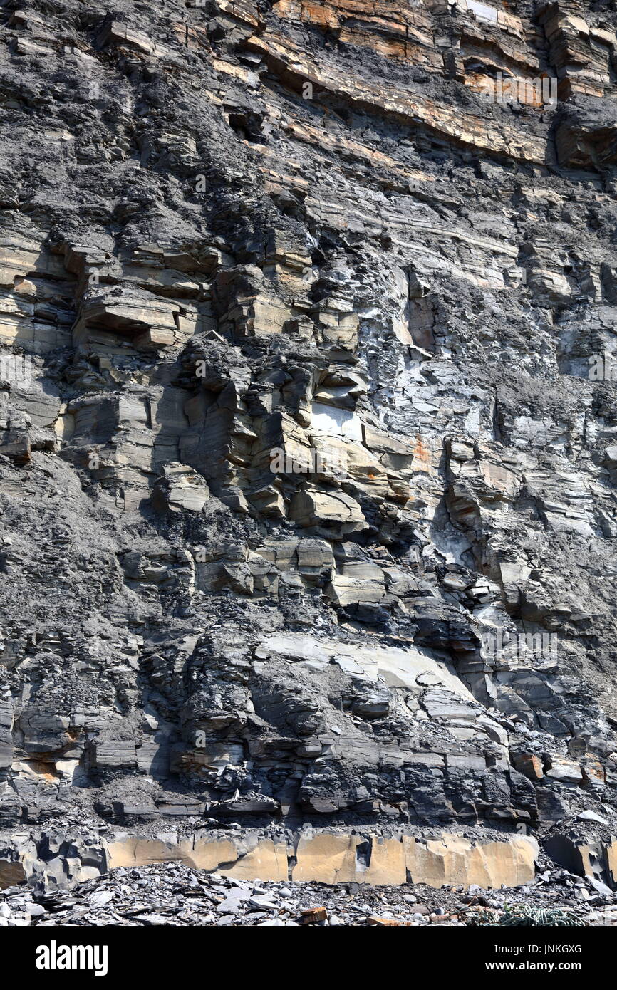 Geological cliff structures with limestone and soft crumbling oil ...
