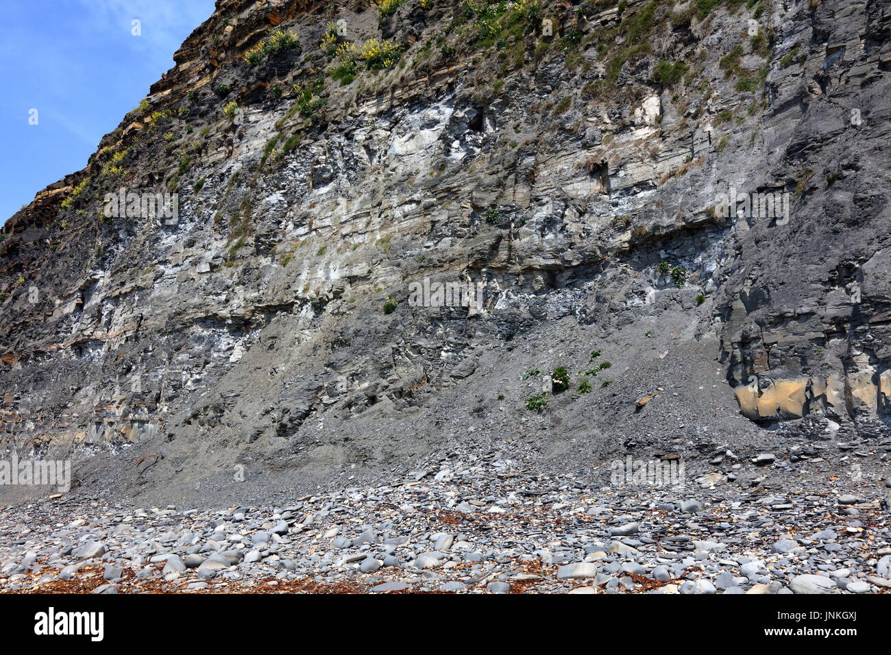Geological cliff structures with limestone and soft crumbling oil ...