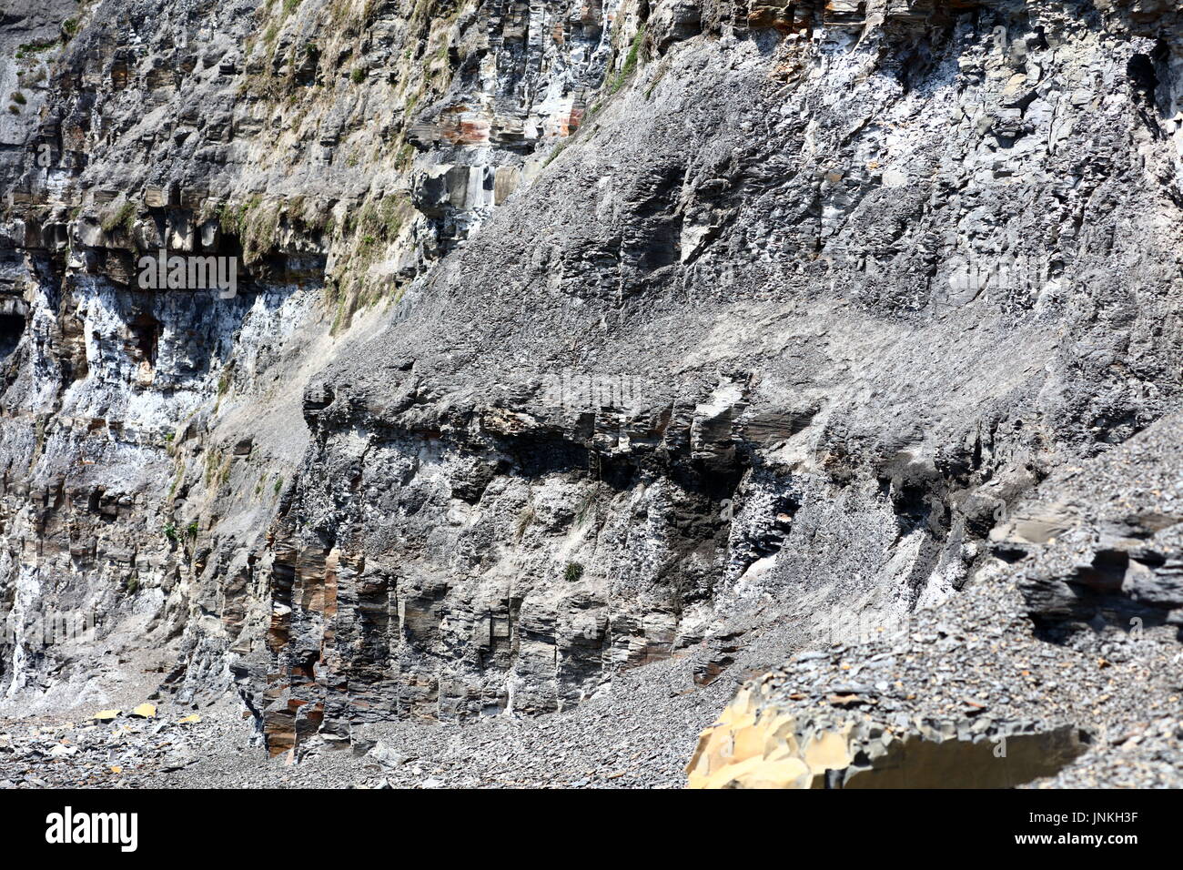 Geological cliff structures with limestone and soft crumbling oil ...