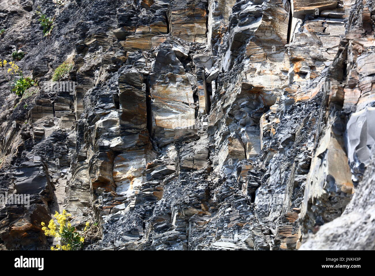 Geological cliff structures with limestone and soft crumbling oil ...
