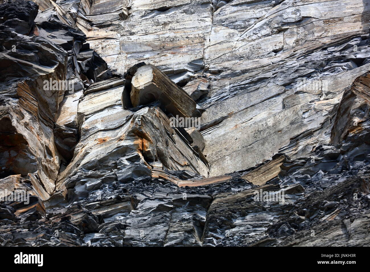 Geological cliff structures with limestone and soft crumbling oil ...