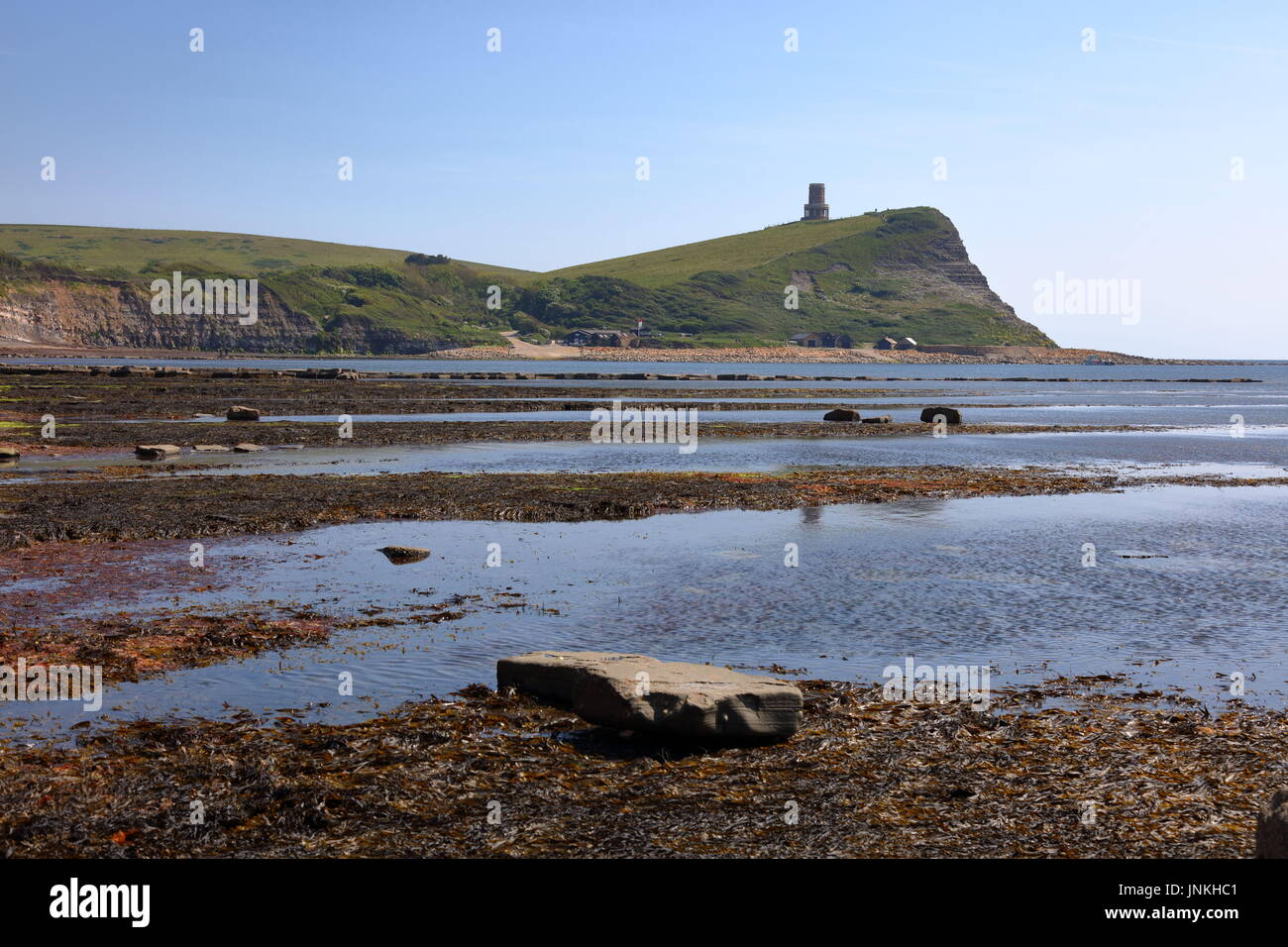 Easterly view of Jurassic oil bearing shale shoreline across Kimmeridge ...
