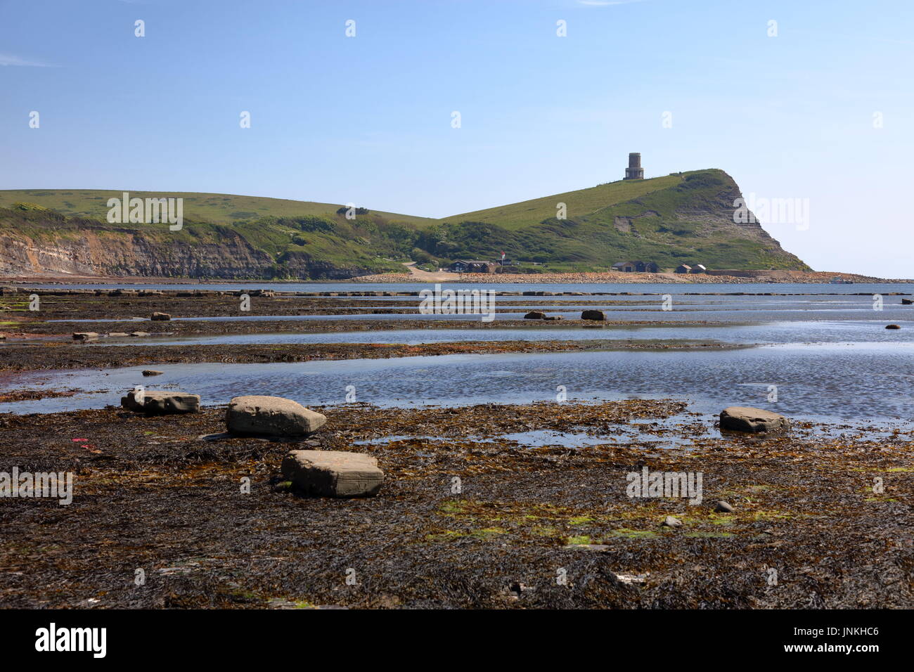 Easterly view of Jurassic oil bearing shale shoreline across Kimmeridge ...