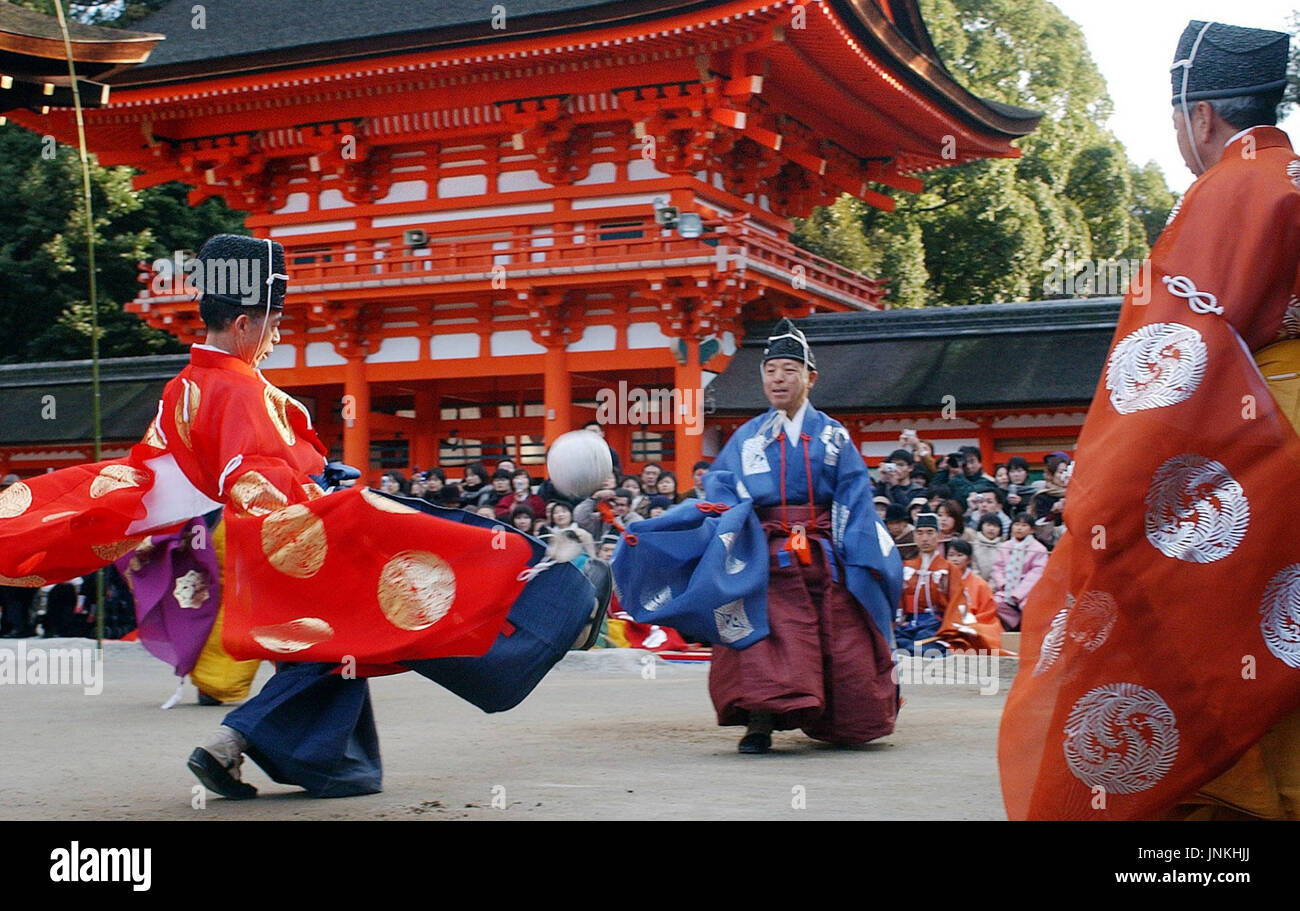 KYOTO, Japan - An ancient ball-kicking game is demonstrated at ...