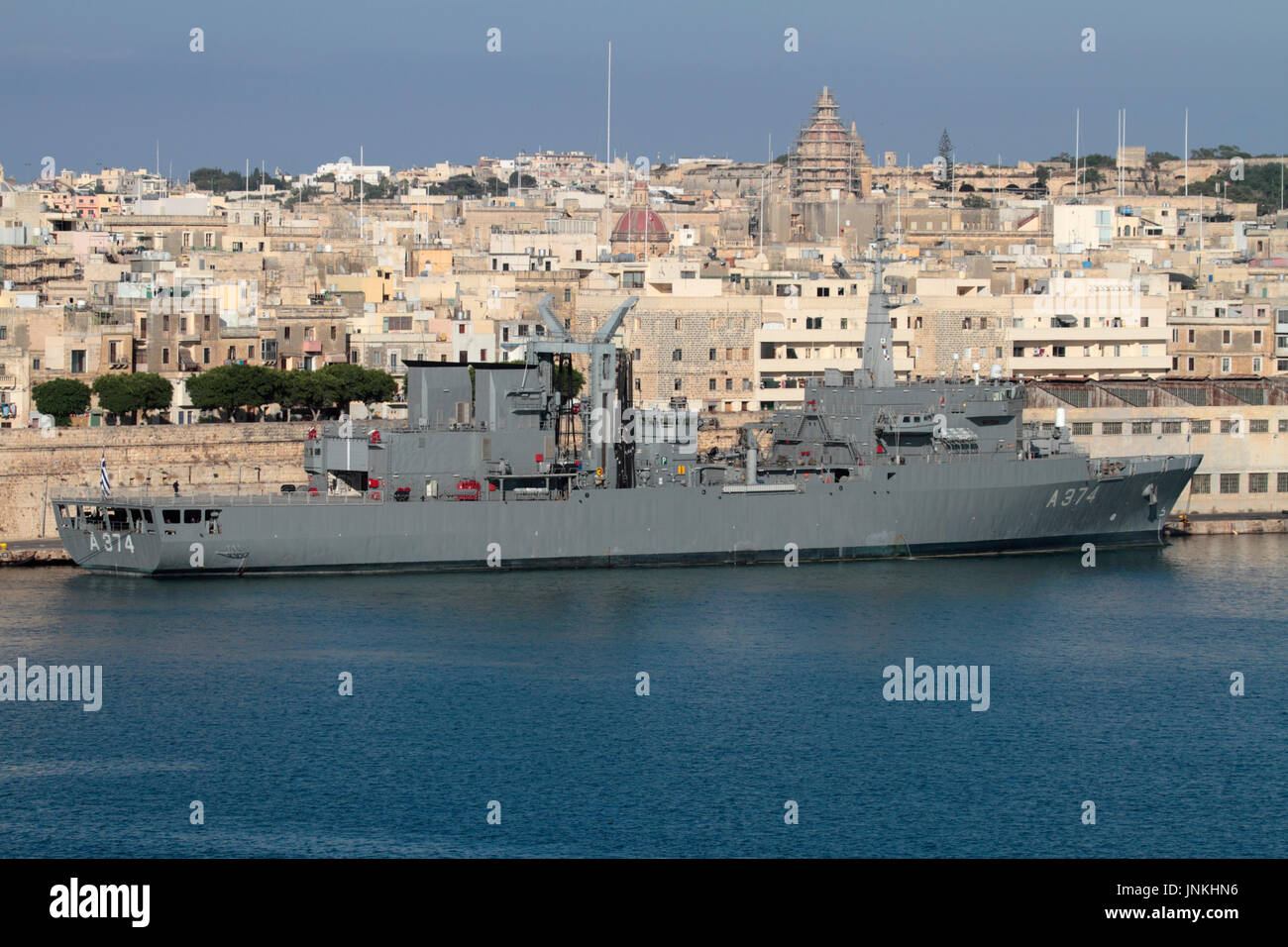 The Greek Navy supply ship HS Prometheus (A374) in Malta's Grand ...