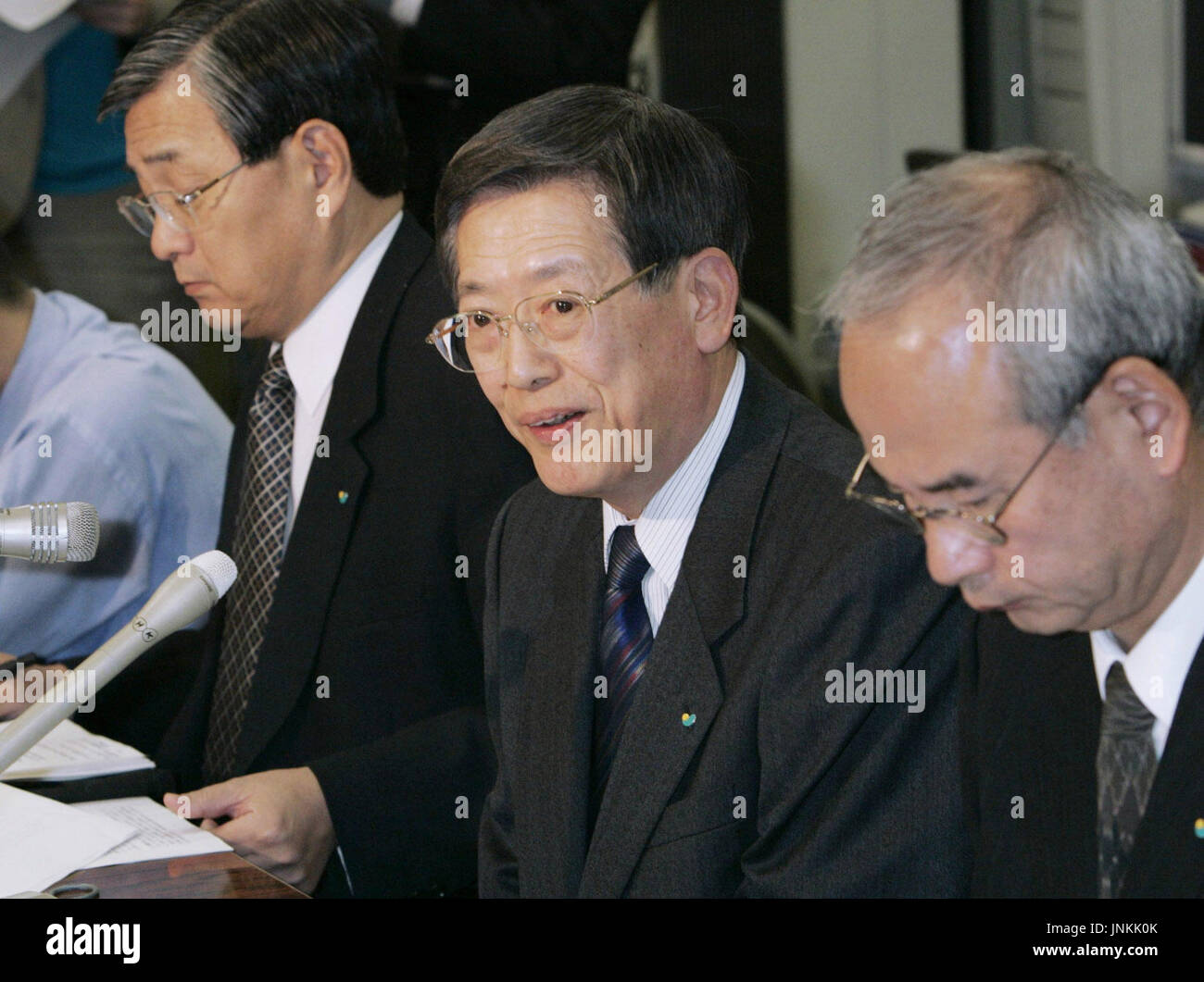 TOKYO, Japan - Ryotaro Kaneko (C), president of Meiji Yasuda Life ...