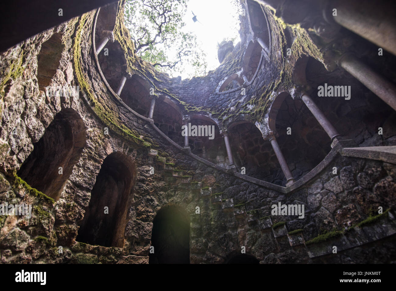 The Initiation well of Quinta da Regaleira in Sintra. The depth of the ...