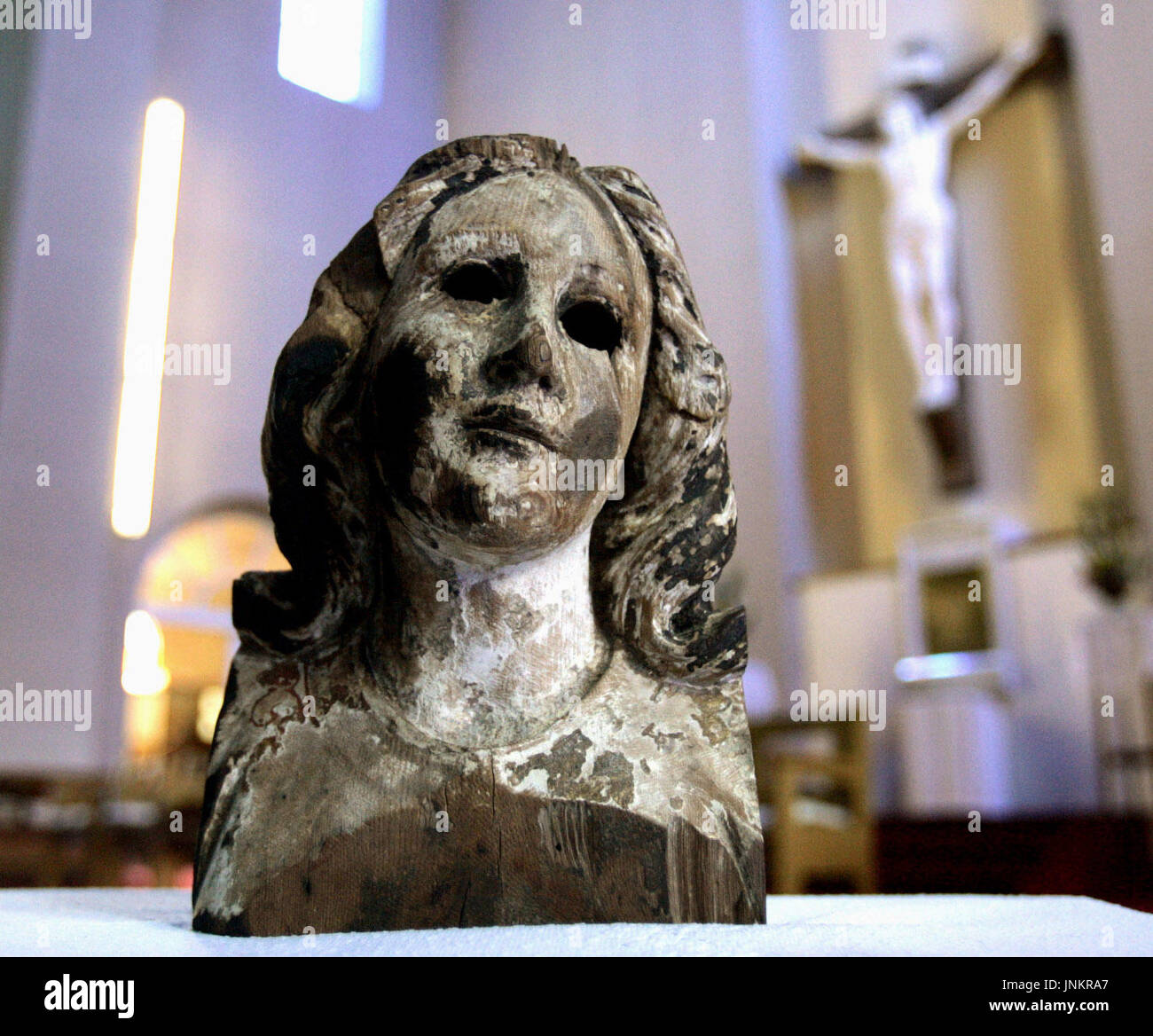 NAGASAKI, Japan - Photo shows the remaining portion of a wooden statue ...