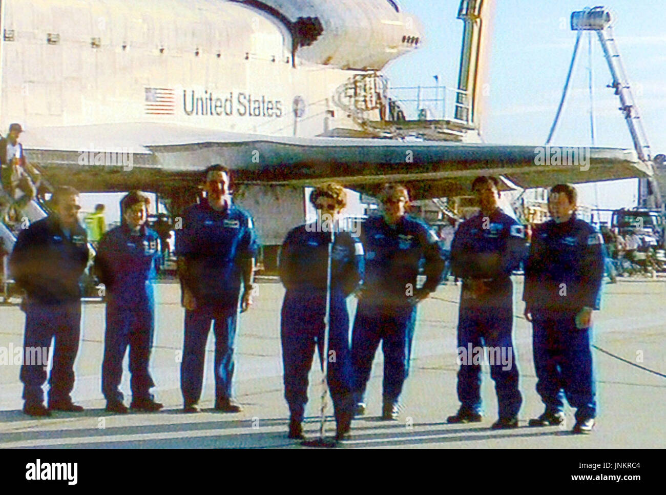 EDWARDS AIR FORCE BASE, United States - NASA television shows the seven ...