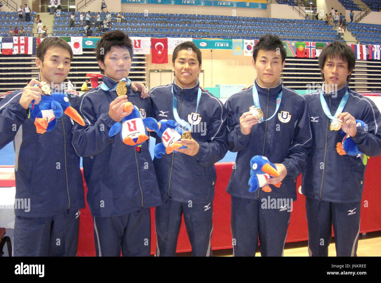 IZMIR, Turkey - The Japanese men's gymnastics team comprising (from L ...