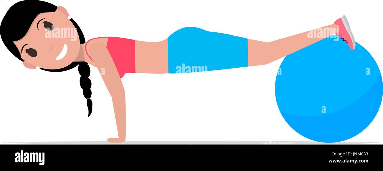 Vector cartoon girl doing exercises fitness ball Stock Vector Image ...