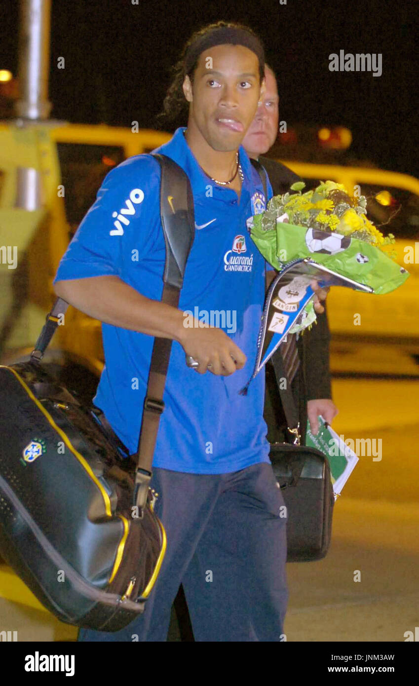 FRANKFURT, Germany - Brazil forward Ronaldinho arrives at Frankfurt ...