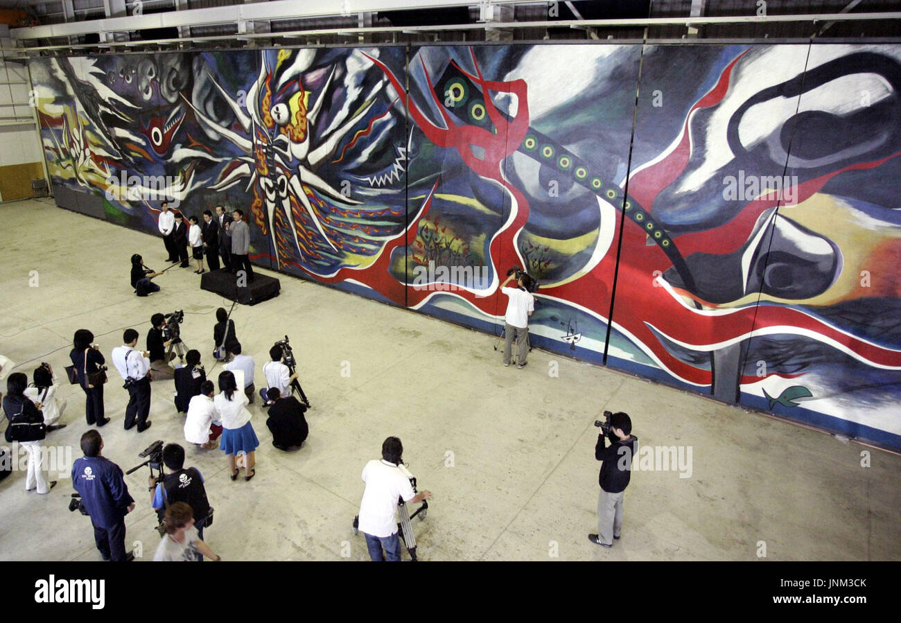 MATSUYAMA, Japan - The late artist Taro Okamoto's restored mural ''Myth ...