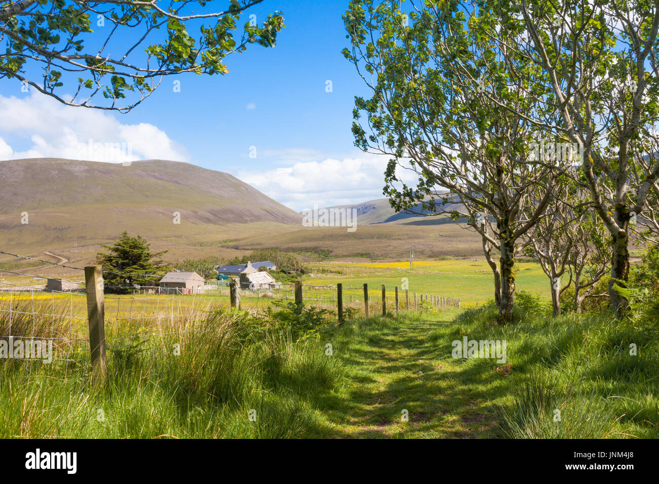 View looking down a valley and mountains, Hoy island, Orkney UK Stock ...