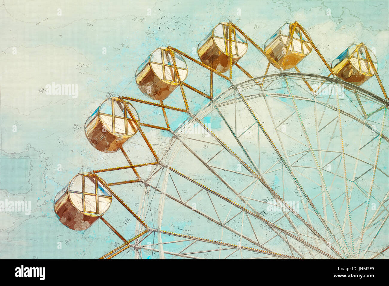 Concept, sketch Ferris Wheel over blue Sky Stock Photo - Alamy