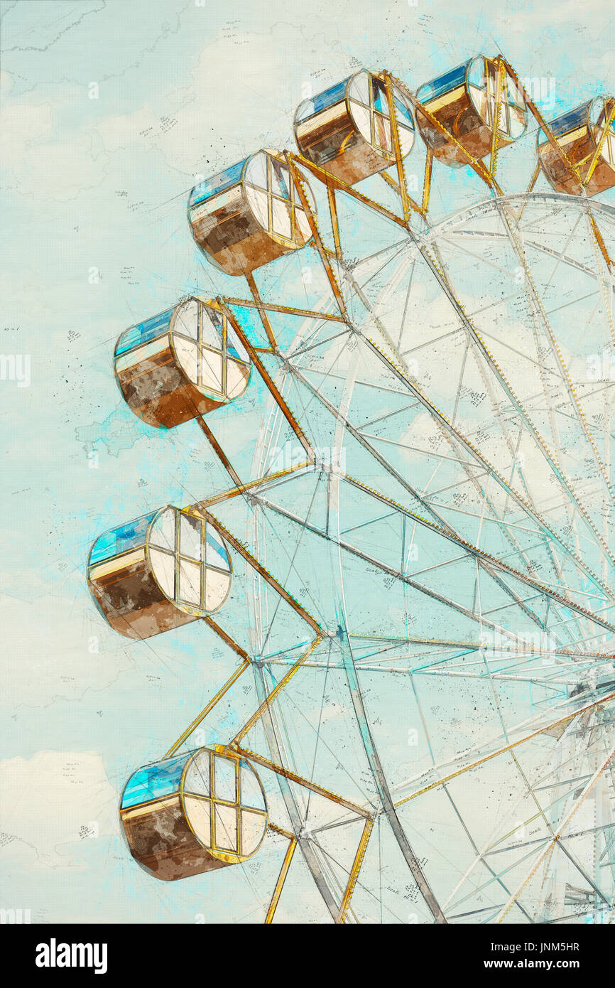 Vintage Ferris Wheel Drawing