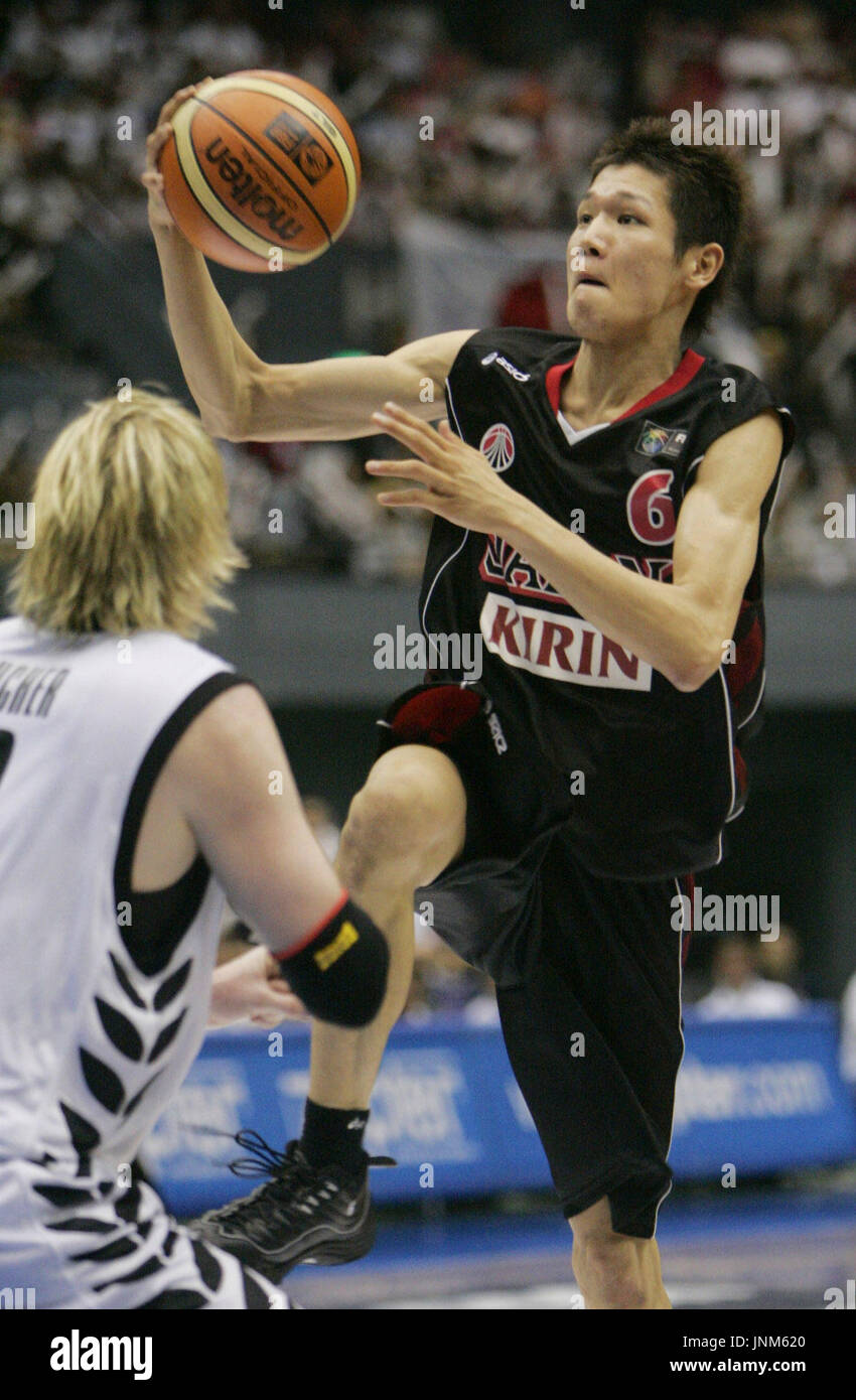 HIROSHIMA, Japan - Japan's Ryota Sakurai shoots during the first round game against New Zealand ...