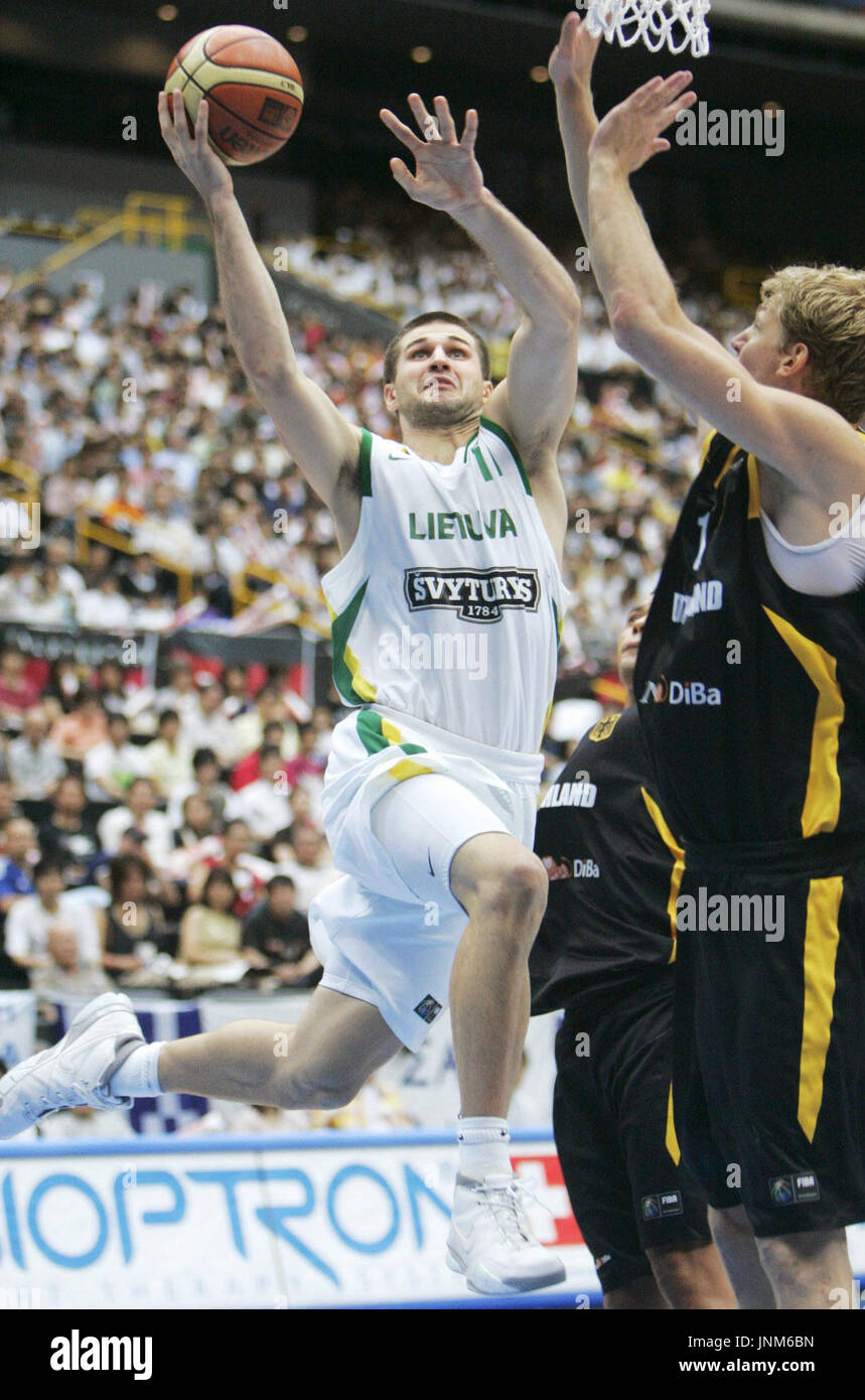 SAITAMA, Japan - Lithuania's Linas Kleiza scores during a World ...