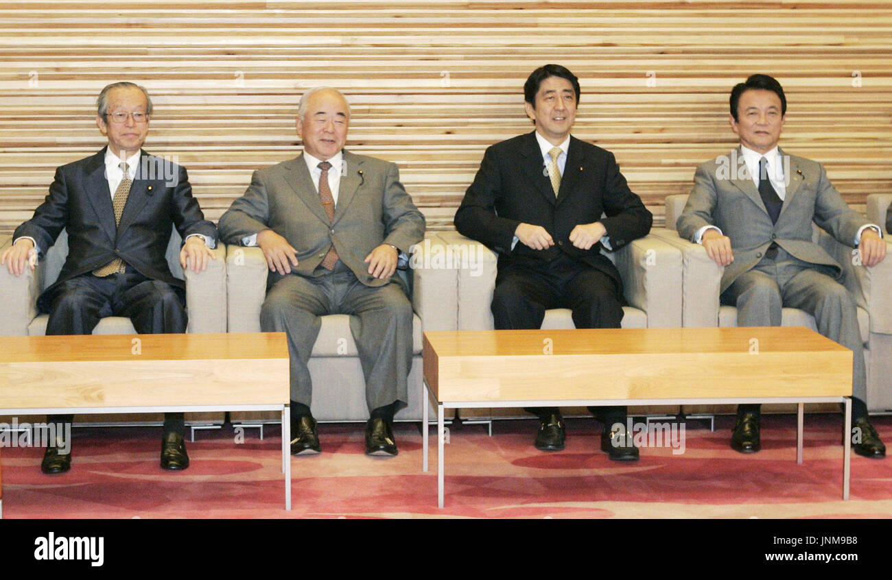 TOKYO, Japan - Prime Minister Shinzo Abe (3rd from L) and three key ...