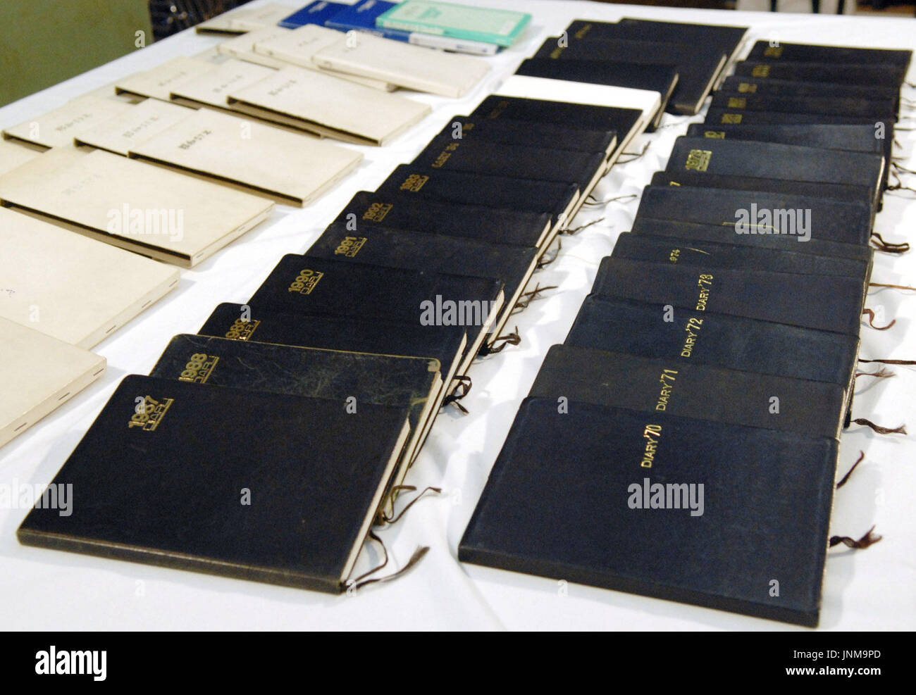 TOKYO, Japan - A photo taken on April 26 shows a set of diaries kept by ...