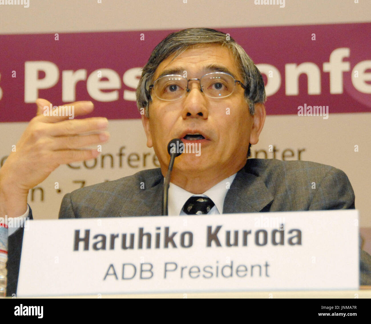KYOTO, Japan - Asian Development Bank President Haruhiko Kuroda speaks ...