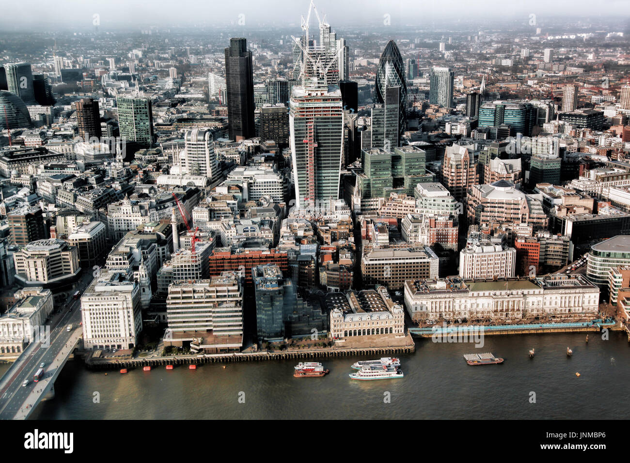 Famous Modern London cityscape with boats, LONDON, UK Stock Photo - Alamy