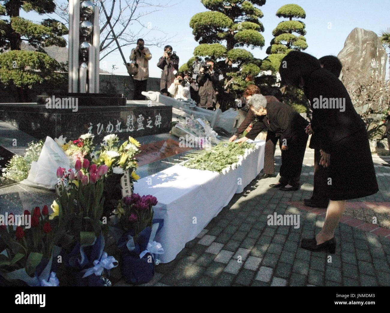 MATSUYAMA, Japan - Relatives of people who died in the sinking of the ...