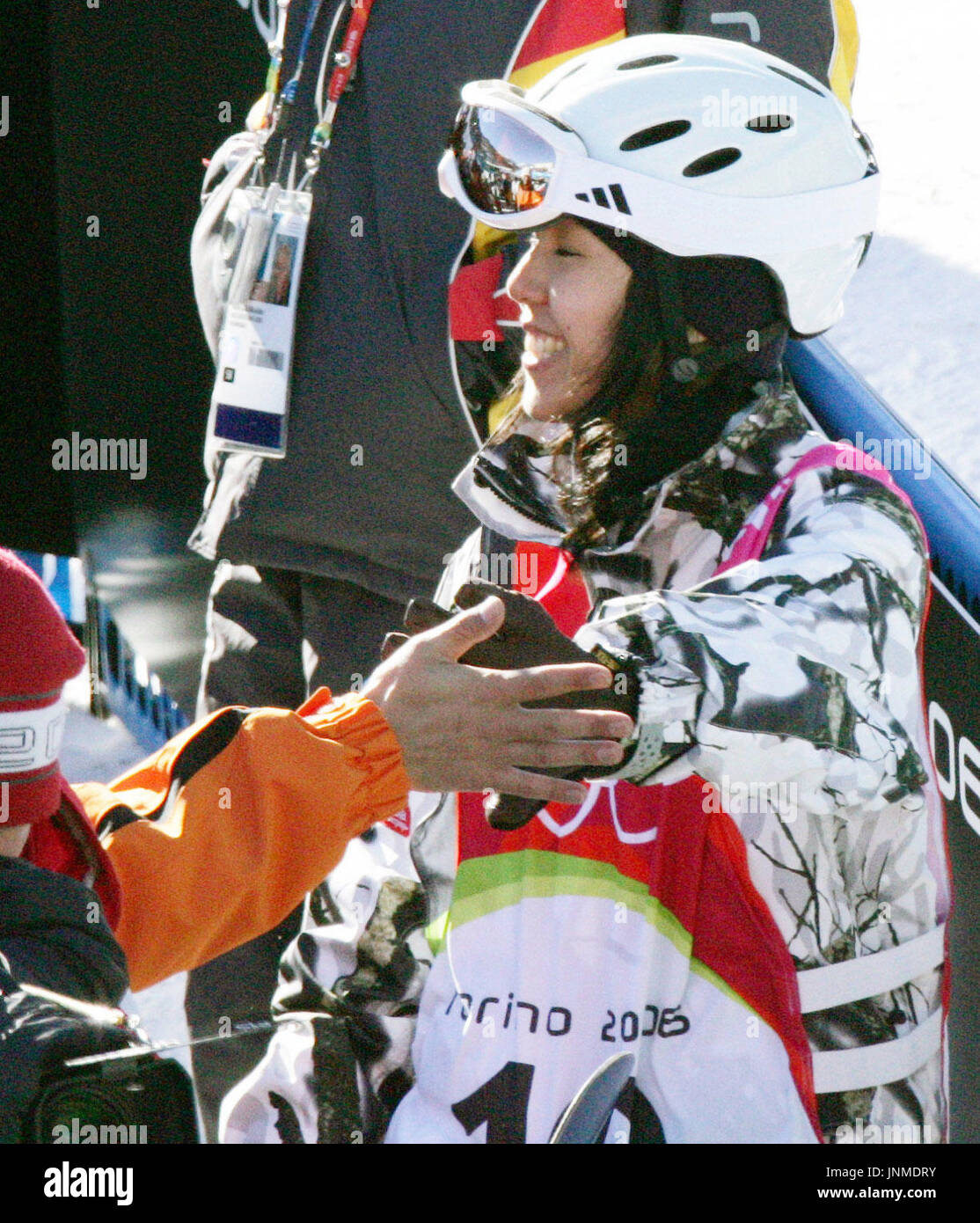 BARDONECCHIA, Italy - Shiho Nakashima smiles after qualifying for the women's halfpipe final by ...