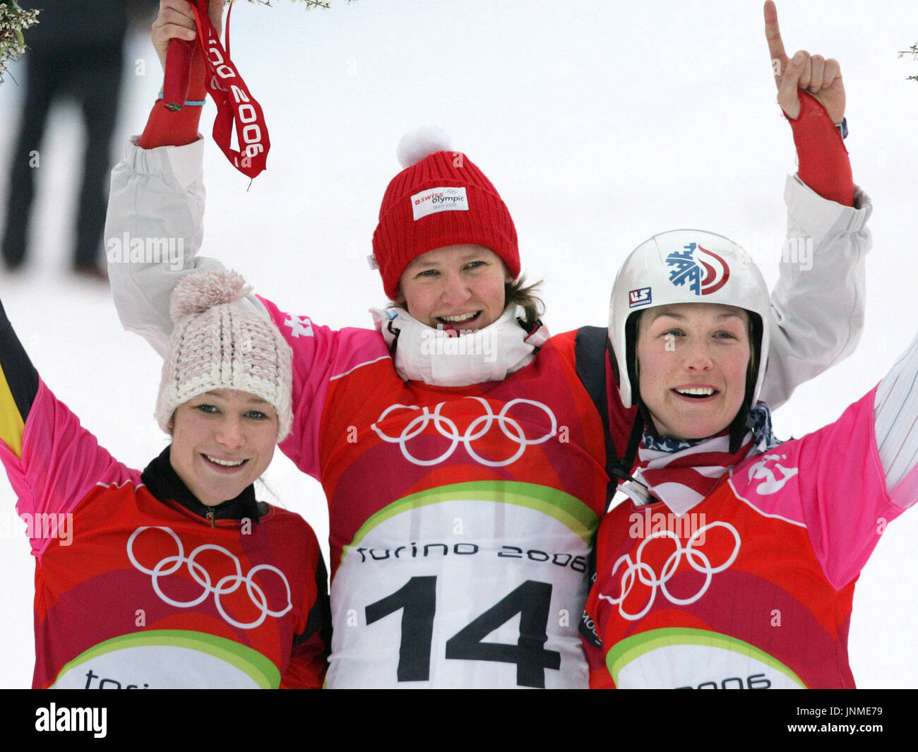 BARDONECCHIA, Italy - Gold medalist Daniela Meuli of Switzerland (C ...